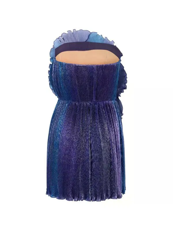 Alberta Ferretti Pleated Ruffled Flared Mini Dress