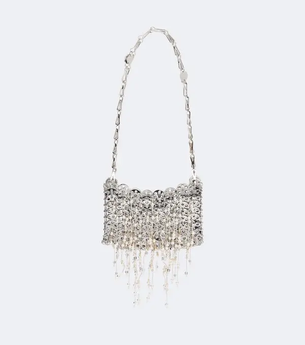 Rabanne 1969 Nano Embellished Fringed Shoulder Bag - Silver