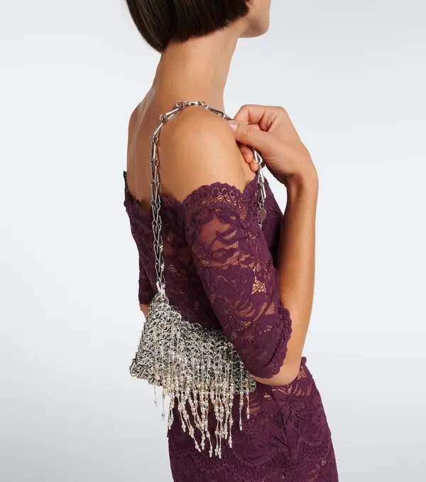 Rabanne 1969 Nano Embellished Fringed Shoulder Bag