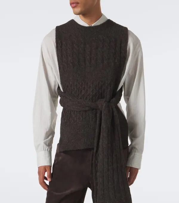 Our Legacy Alpaca Wool-blend Sweater Vest With Tie Detail