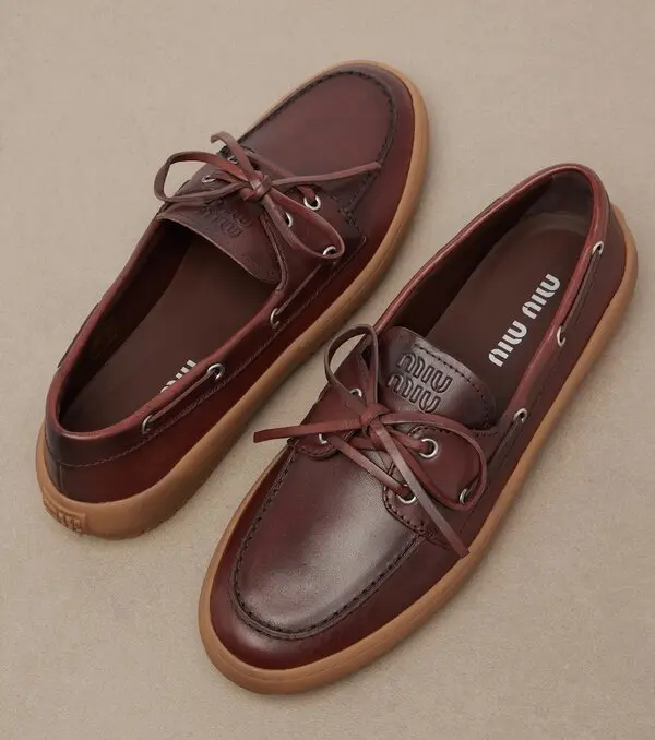 Miu Miu Leather Boat Shoes