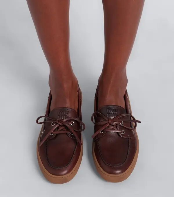 Miu Miu Leather Boat Shoes