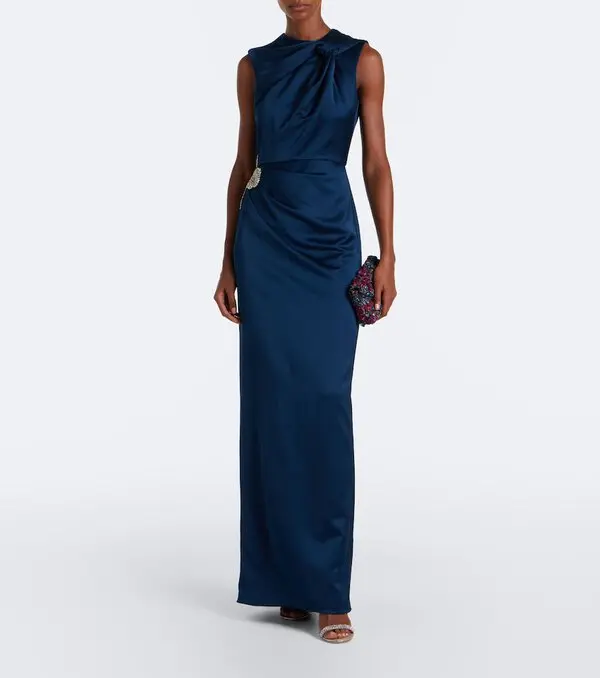 Erdem Embellished Satin Gown