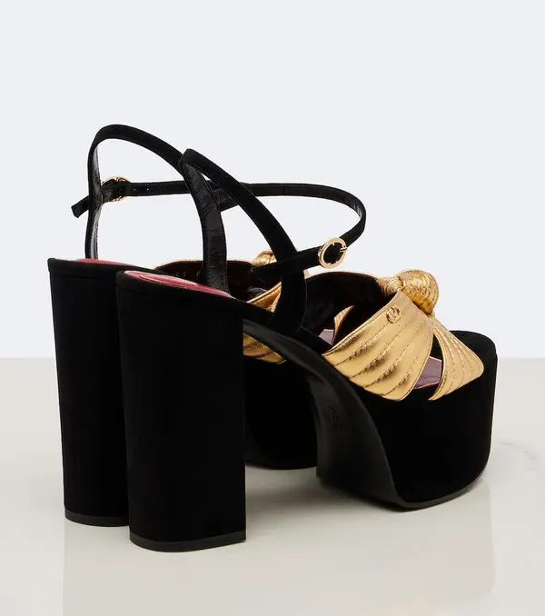 Valentino Garavani Crasher Metallic Leather Platform Sandals