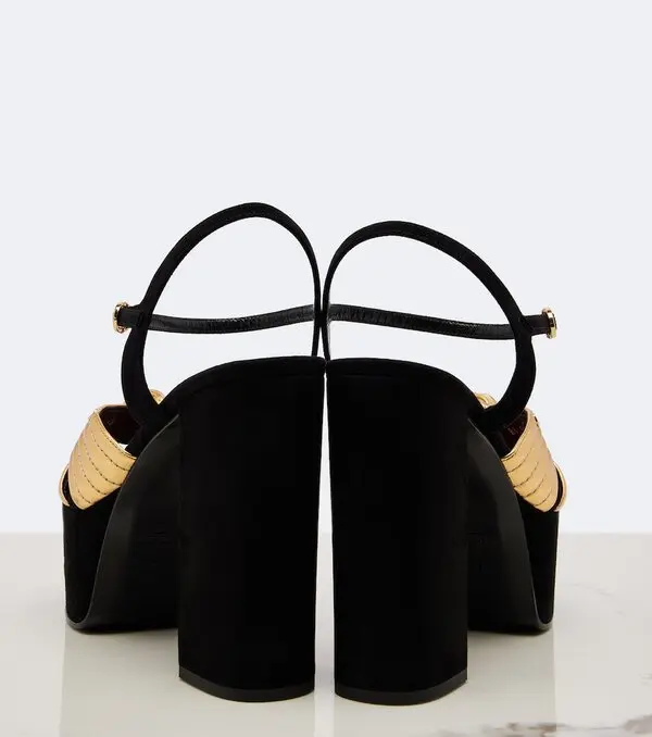 Valentino Garavani Crasher Metallic Leather Platform Sandals