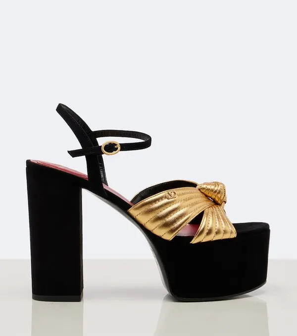 Valentino Garavani Crasher Metallic Leather Platform Sandals