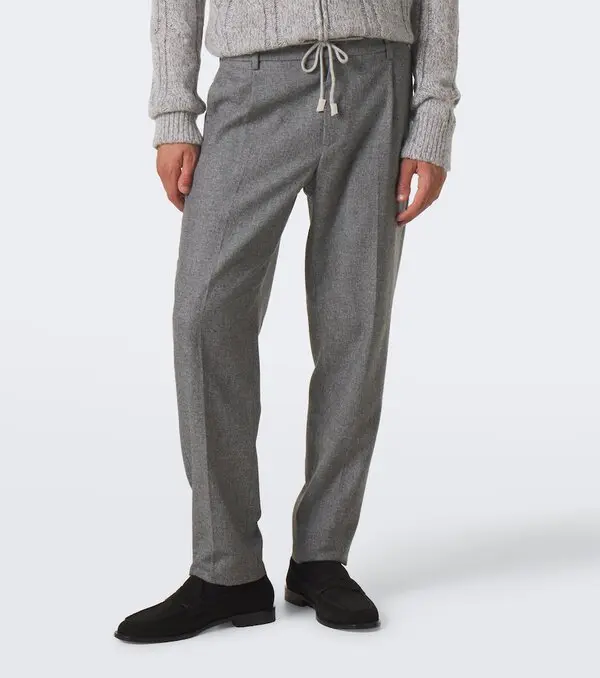 Eleventy Wool, Cotton, And Cashmere Straight Pants