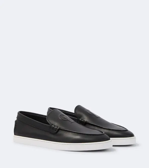 CHRISTIAN LOUBOUTIN Neoclboat Leather Slip-on Shoes - Black