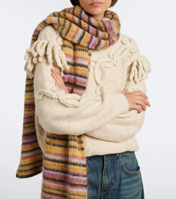 Isabel Marant Étoile Mouna Striped Mohair And Wool-blend Scarf