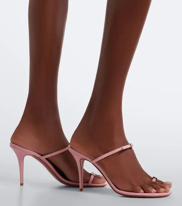 Amina Muaddi Adut Embellished Leather Sandals
