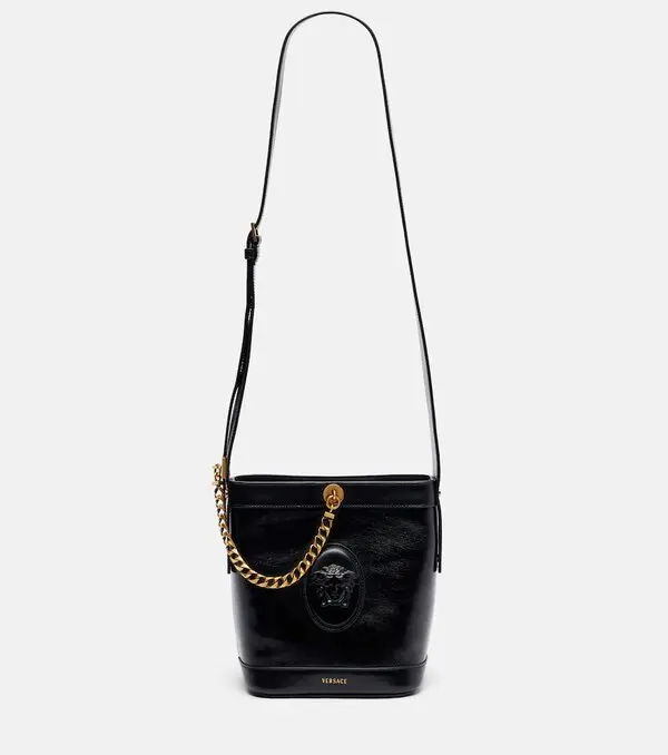 Versace Medusa Mini Leather Bucket Bag - Black
