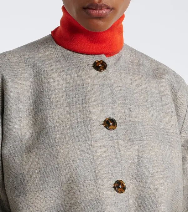 BLAZÉ MILANO Altai Checked Wool, Silk, And Cashmere Jacket