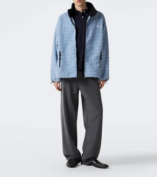 Miu Miu Gingham Fleece Zip-up Jacket