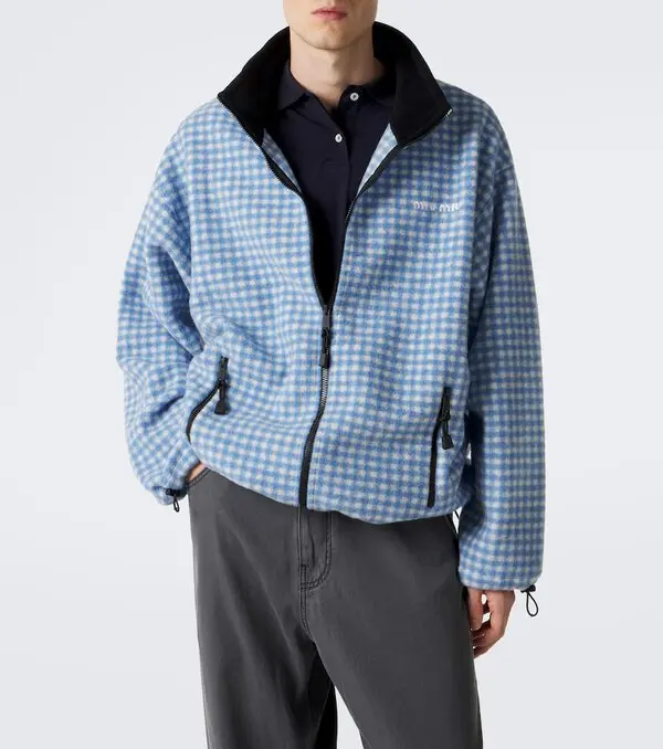 Miu Miu Gingham Fleece Zip-up Jacket
