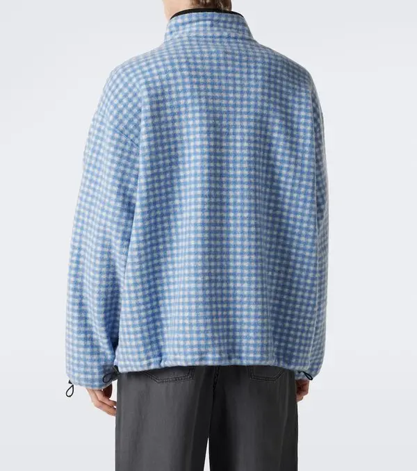 Miu Miu Gingham Fleece Zip-up Jacket