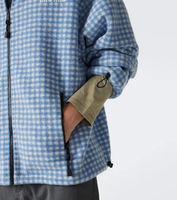 Miu Miu Gingham Fleece Zip-up Jacket