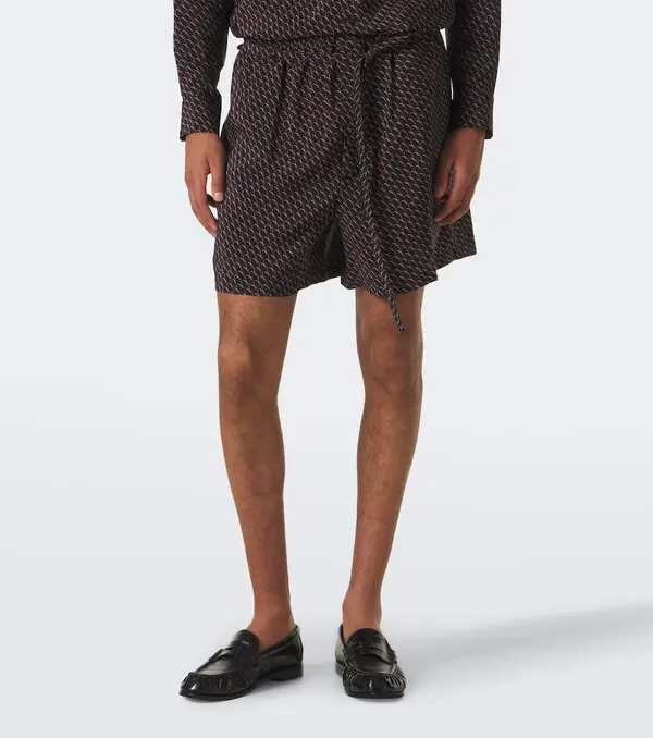 Saint Laurent Cassandre Printed Silk Shorts