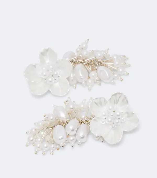 SELF-PORTRAIT Floral Faux-pearl Drop Earrings