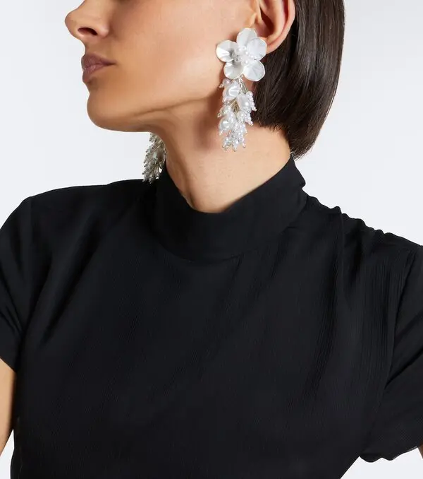 SELF-PORTRAIT Floral Faux-pearl Drop Earrings
