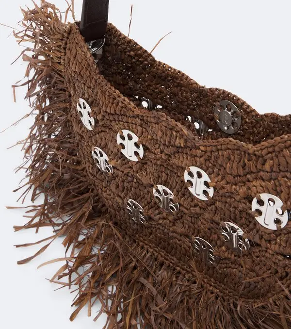 Rabanne Fringed Studded Raffia Shoulder Bag