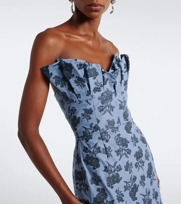 MARKARIAN Rita Floral Cotton-blend Bustier Gown