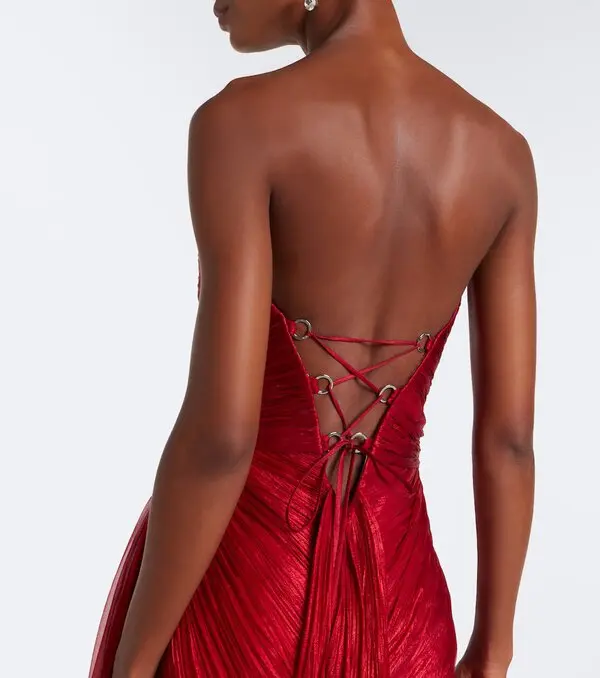 MARIA LUCIA HOHAN Heidi Pleated Silk Bustier Gown