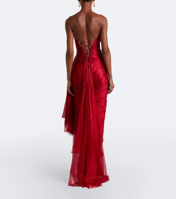 MARIA LUCIA HOHAN Heidi Pleated Silk Bustier Gown