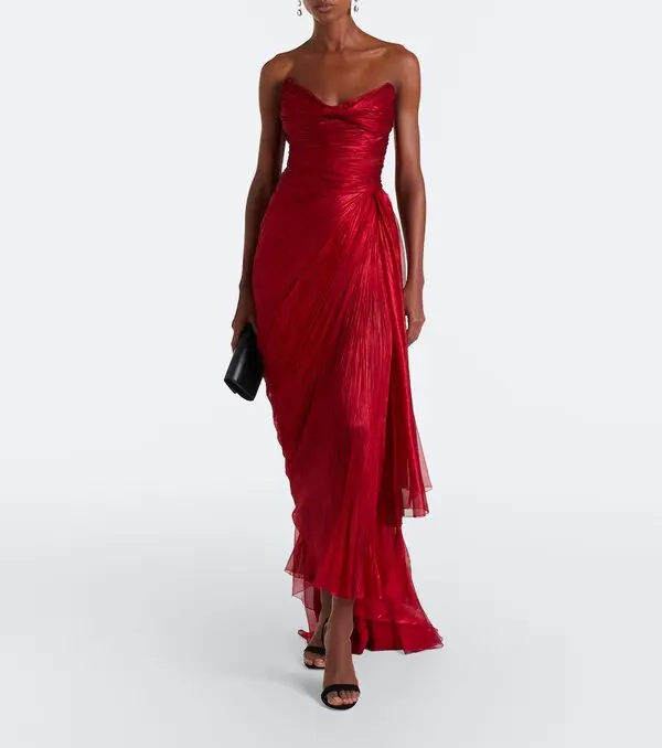 MARIA LUCIA HOHAN Heidi Pleated Silk Bustier Gown