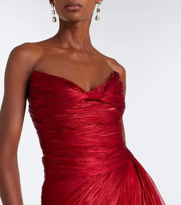 MARIA LUCIA HOHAN Heidi Pleated Silk Bustier Gown