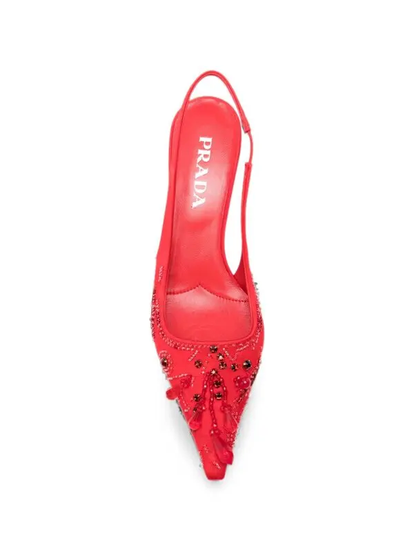 Prada Embroidered Slingback Pumps