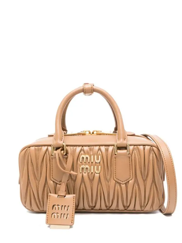 Miu Miu Arcadie Leather Handbag - Beige