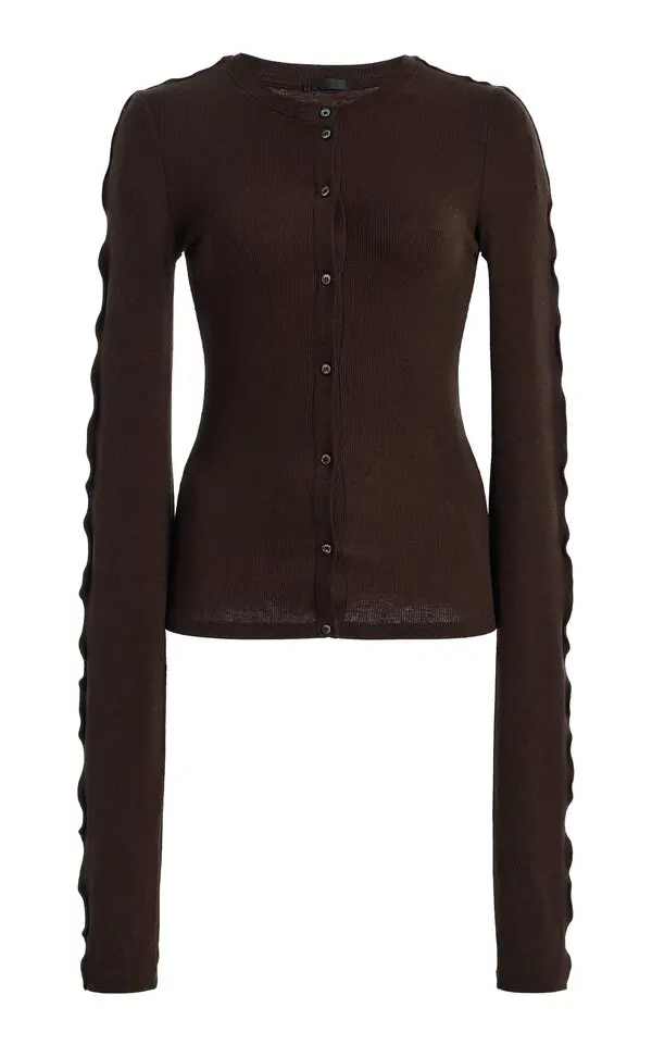 BIRROT Line Poplin Cardigan - Brown