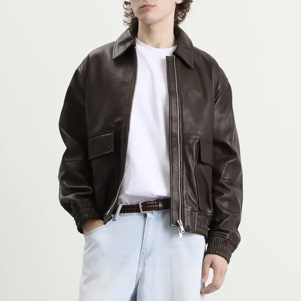 Studio Nicholson Piston Leather Bomber Jacket