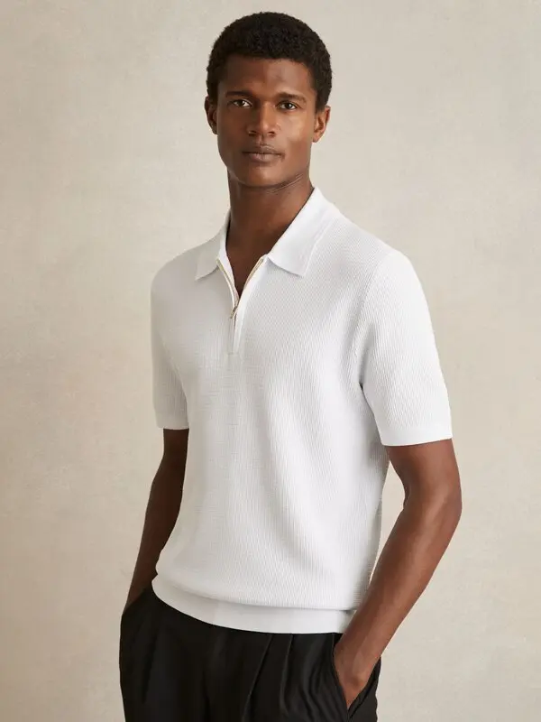 REISS Textured Half-zip Polo Shirt