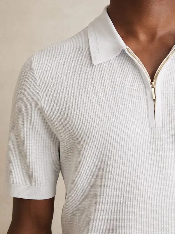 REISS Textured Half-zip Polo Shirt