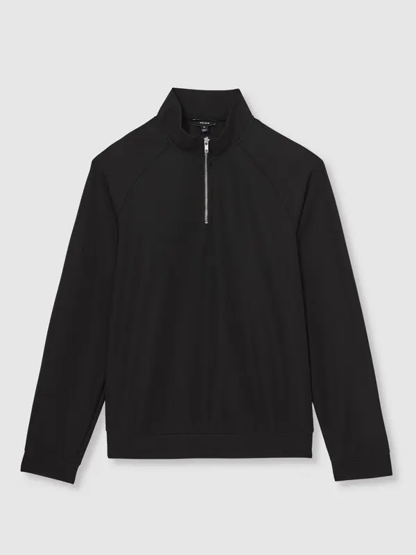 REISS Half-zip Funnel-neck Sweatshirt - Black