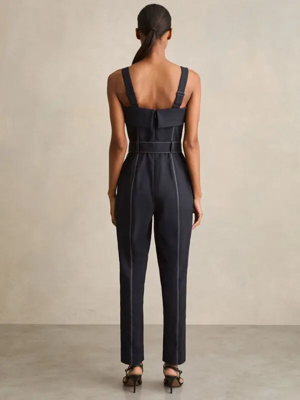 REISS Fianna Contrast Stitch Structured Jumpsuit