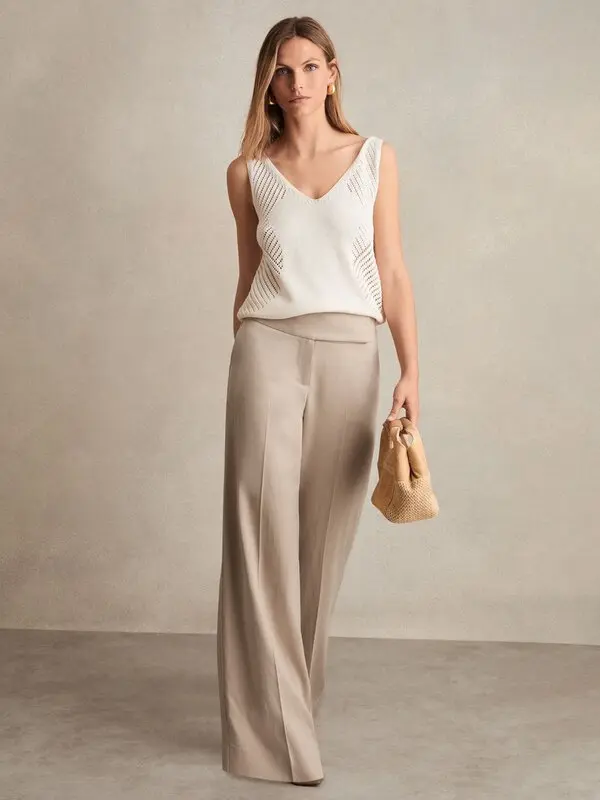 REISS Lyocell-linen Wide-leg Trousers