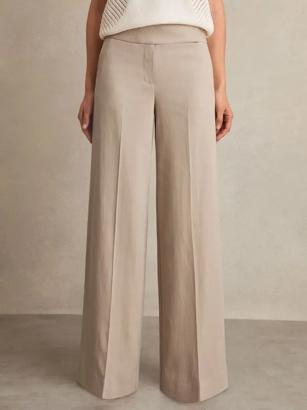 REISS Lyocell-linen Wide-leg Trousers