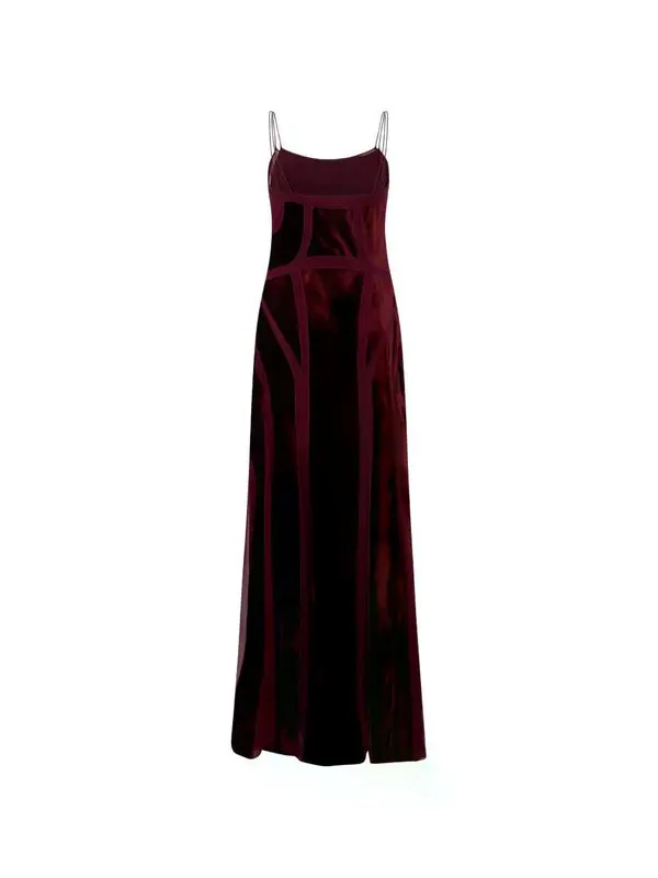 Alberta Ferretti Velvet-effect Panelled Flared Maxi Dress