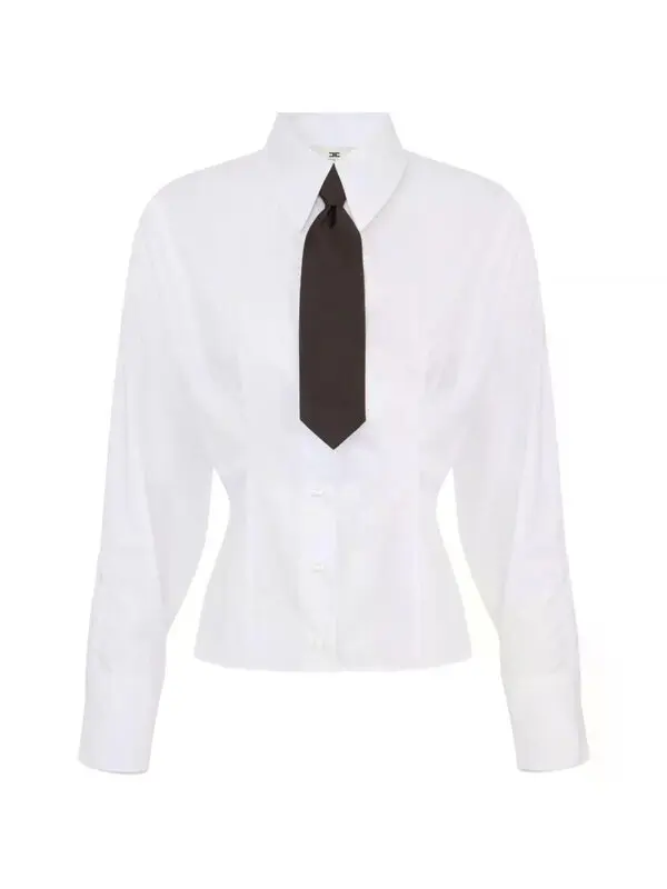 Elisabetta Franchi Poplin Shirt With Bow Tie - White