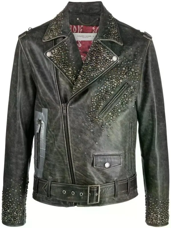 GOLDEN GOOSE Leather Stud-detail Biker Jacket