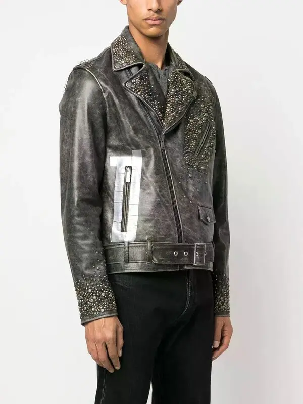 GOLDEN GOOSE Leather Stud-detail Biker Jacket