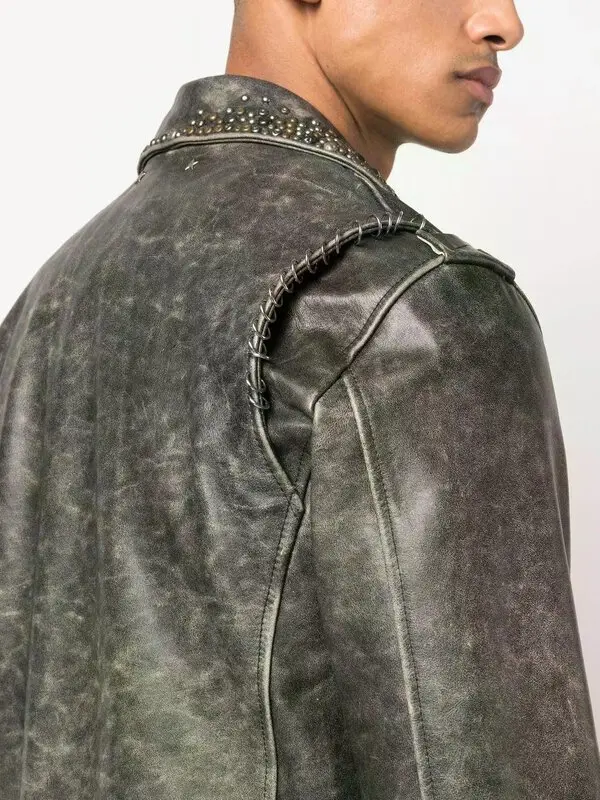 GOLDEN GOOSE Leather Stud-detail Biker Jacket