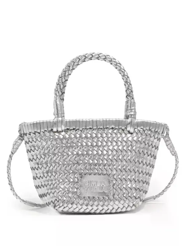 Bimba Y Lola Woven Top-handles Leather Tote Bag - Silver