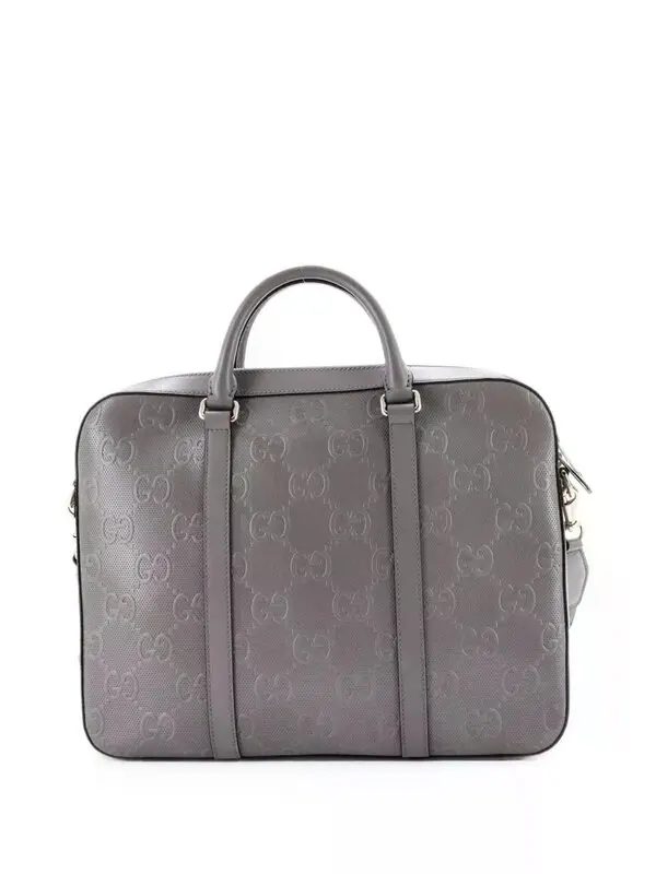 Gucci Gg Embossed Perforated Leather Medium Business Bag