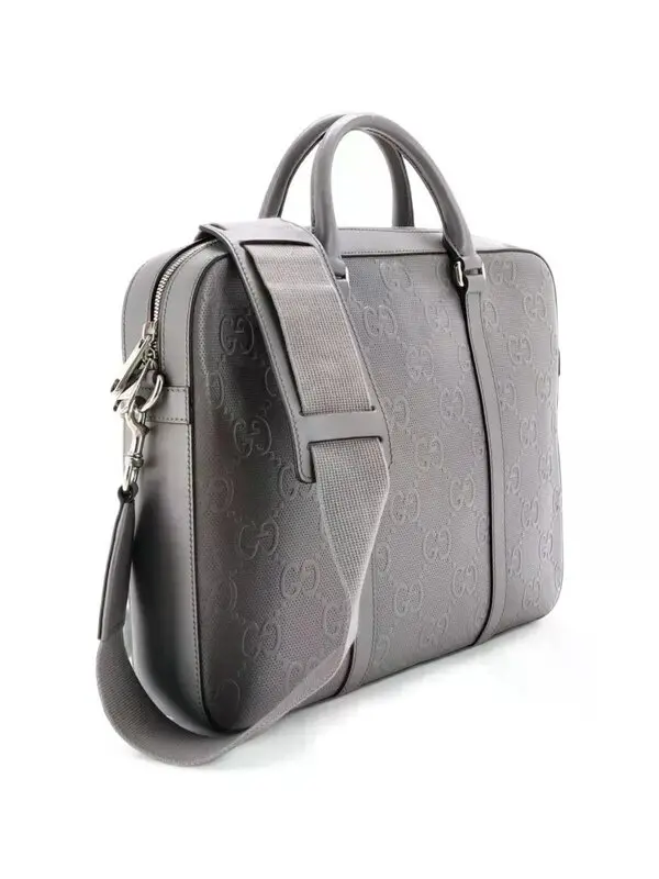 Gucci Gg Embossed Perforated Leather Medium Business Bag