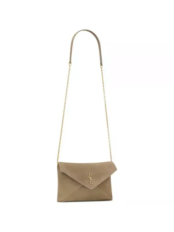 Saint Laurent Cassandre Small Chain Pouch In Suede
