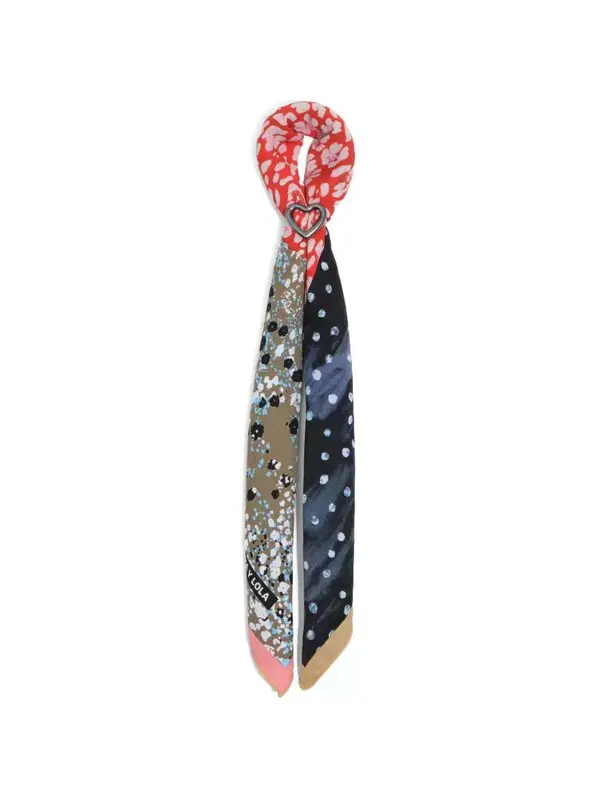 Bimba Y Lola Heart-ring Floral-print Scarf - Red
