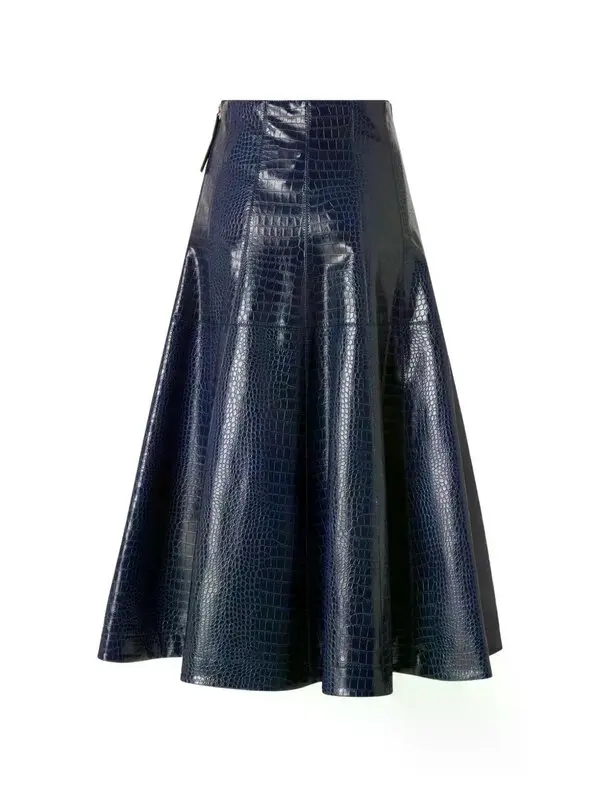 Pinko Crocodile-effect Flared Midi Skirt - Blue